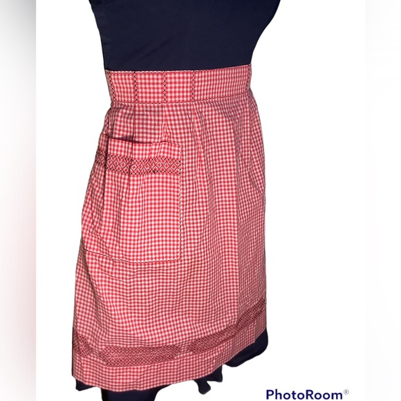 Other | 195s Shabby Chic Apron Red And White Checker Pattern Black ...